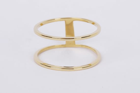 Custom 14k Solid Gold Two Band Ring / Double Band / Size - Etsy