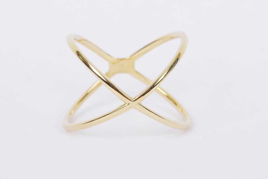 Handmade Solid 14K 18K Gold X Ring / Criss Cross / White Gold / Yellow ...