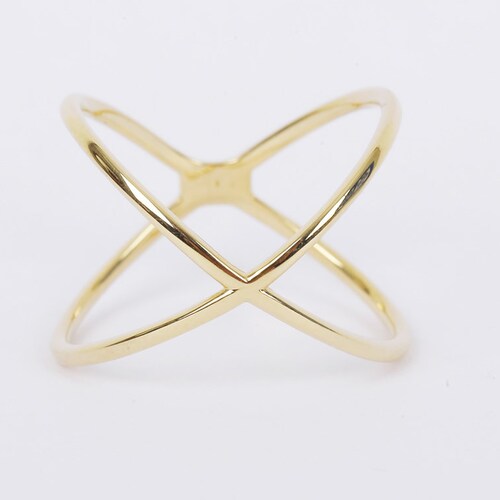 14k Gold Large X Ring - Etsy