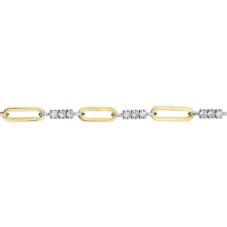 14K Solid Gold Paperclip Chain Bracelet With Diamond / ( Custom CZ ...