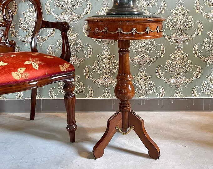 Small Side Table Marble Top Retro Baroque Style Tea Table Café Table ...