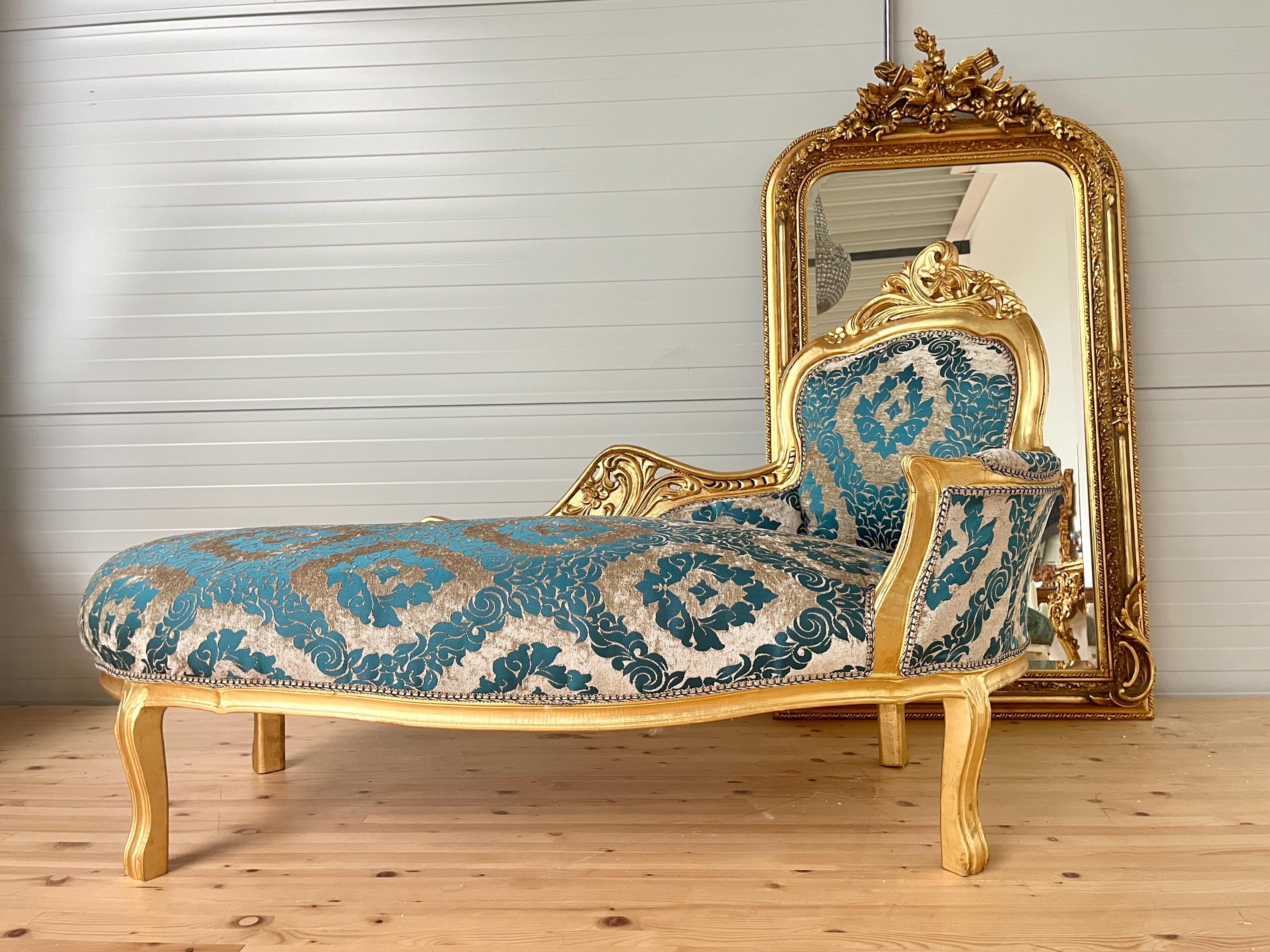 Gold velvet chaise store