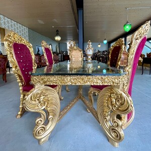 Huge Dining Table Glass Top Extra Long Table Royal Baroque Style Glass ...