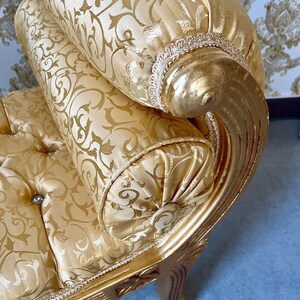 Ottoman French Louis Antique Style in Gold Hocker Retro Baroque Rococo ...
