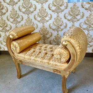 Ottoman French Louis Antique Style in Gold Hocker Retro Baroque Rococo ...