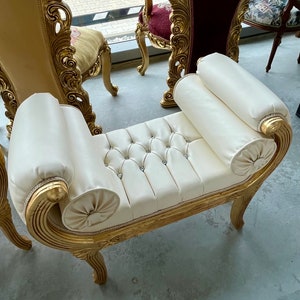 Ottoman French Louis Antique Style in Gold Hocker Retro Baroque Rococo ...