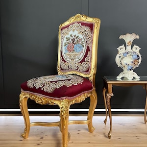 Accent Chair Antique Style Gold Finish Dining Chair Red Baroque Rococo ...