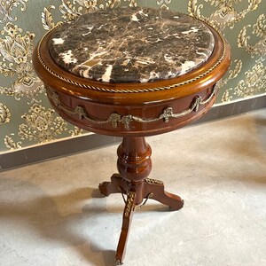 Small Side Table Marble Top Retro Baroque Style Tea Table Café Table ...