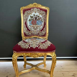 Accent Chair Antique Style Gold Finish Dining Chair Red Baroque Rococo ...