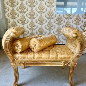 Ottoman French Louis Antique Style in Gold Hocker Retro Baroque Rococo ...