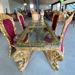 Huge Dining Table Glass Top Extra Long Table Royal Baroque Style Glass ...