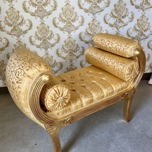 Ottoman French Louis Antique Style in Gold Hocker Retro Baroque Rococo ...