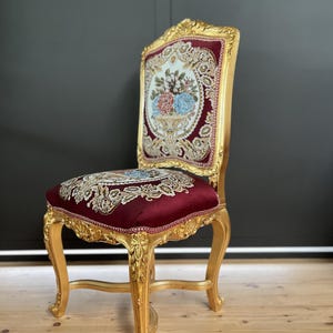 Accent Chair Antique Style Gold Finish Dining Chair Red Baroque Rococo ...