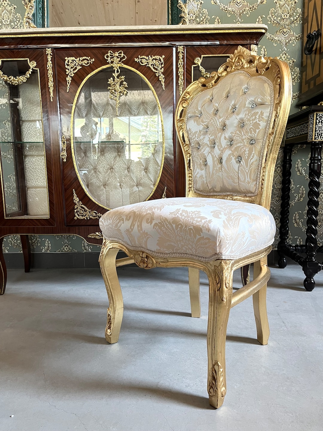 Accent Chair Beige Jacquard Fabric French Baroque Chair Rococo - Etsy