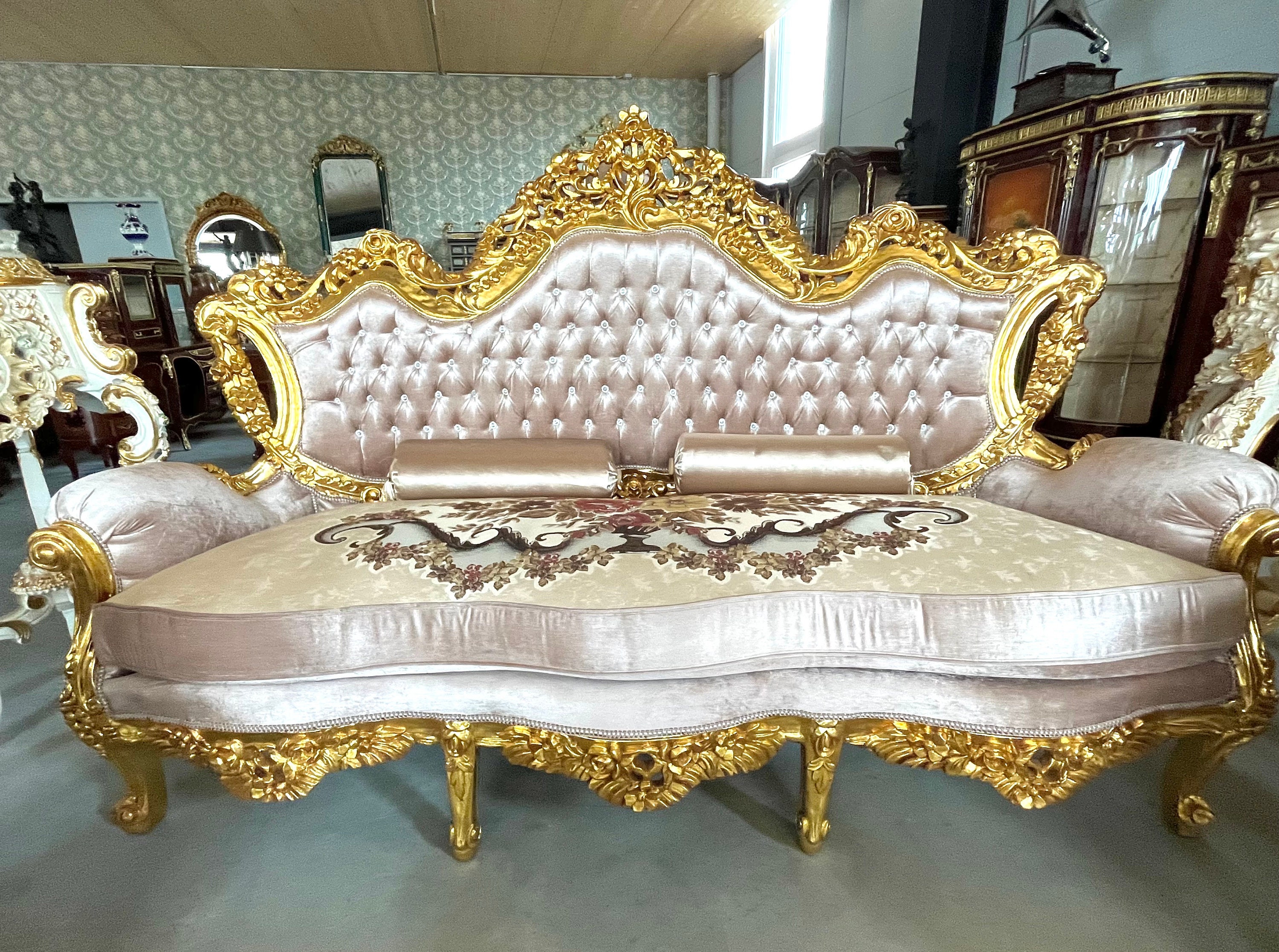 Salon Sofa Set Royal Antique Style in Gold Damask Handmade - Etsy