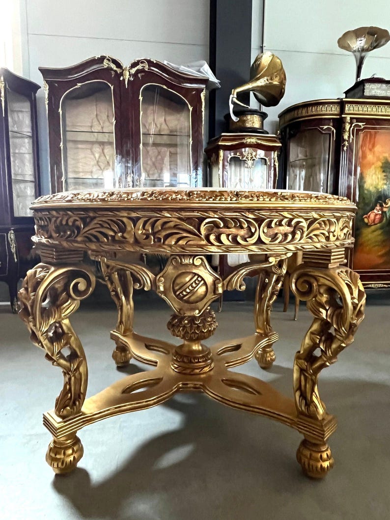Rococo Accent Table Carrara Marble Top Royal Round Table Handmade - Etsy