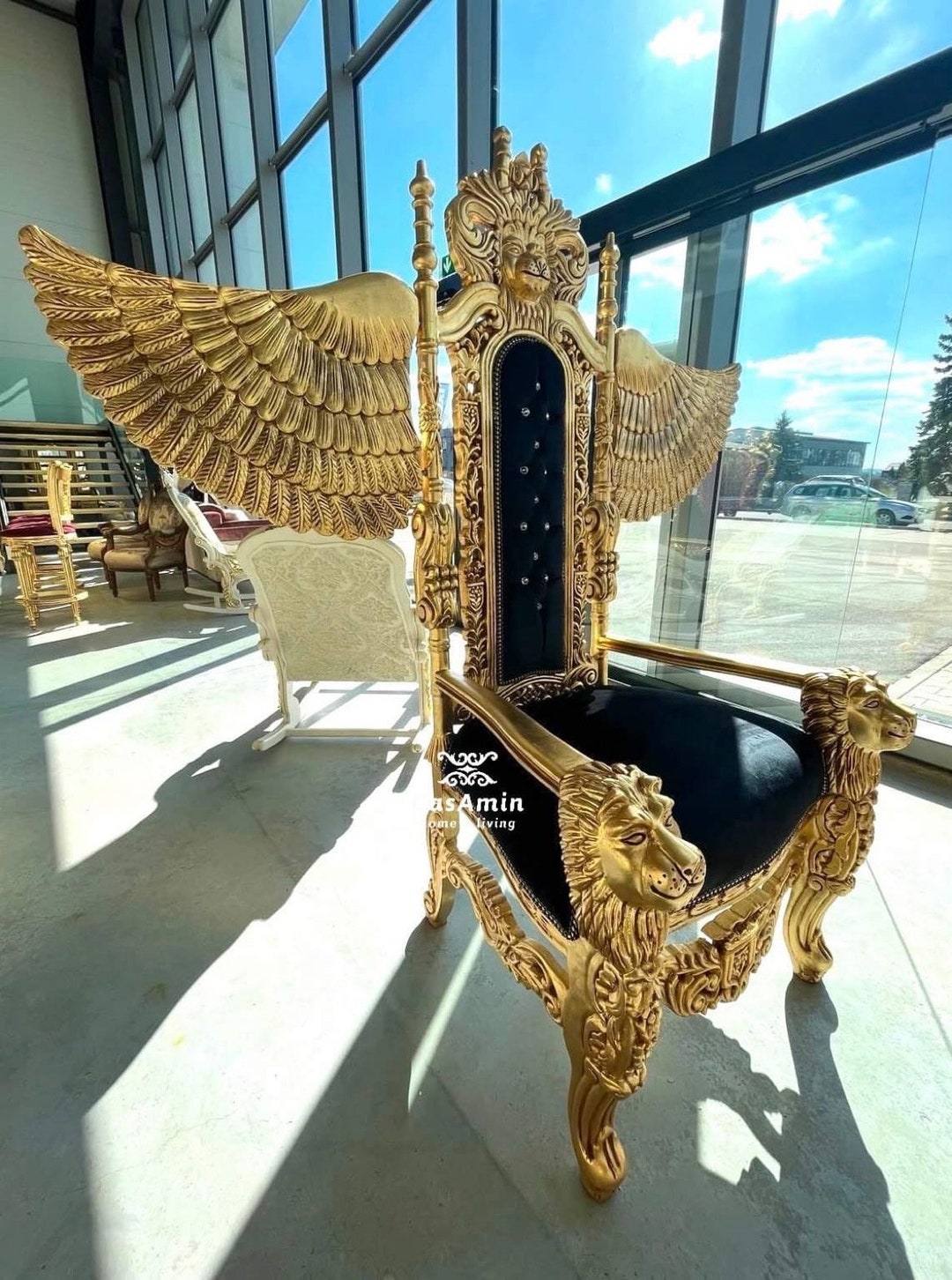 Huge Armchair Gold for Display Window King Throne Gold Lion Shape for Special Event Gold Throne Lion King With Wings Niche Decor for Bar Etsy