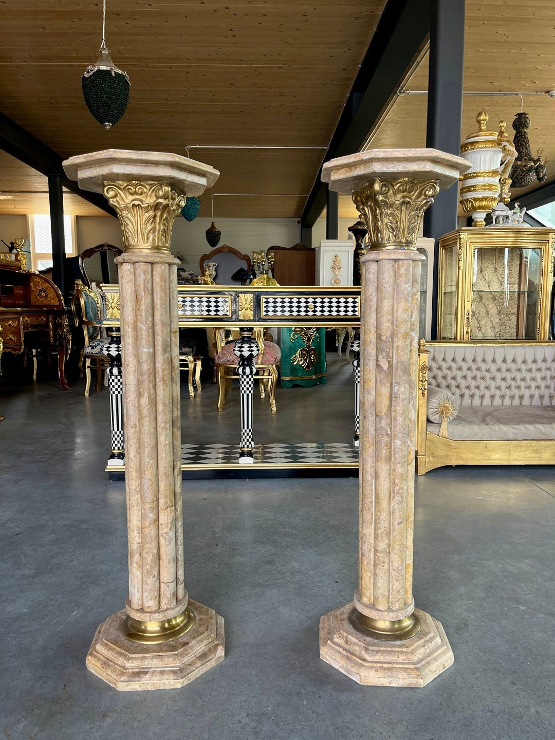 A Set of Marble Pillars Deluxe Baroque Rococo Style With Bronze Decor ...