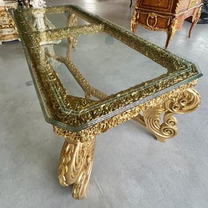 Huge Dining Table Glass Top Extra Long Table Royal Baroque Style Glass ...