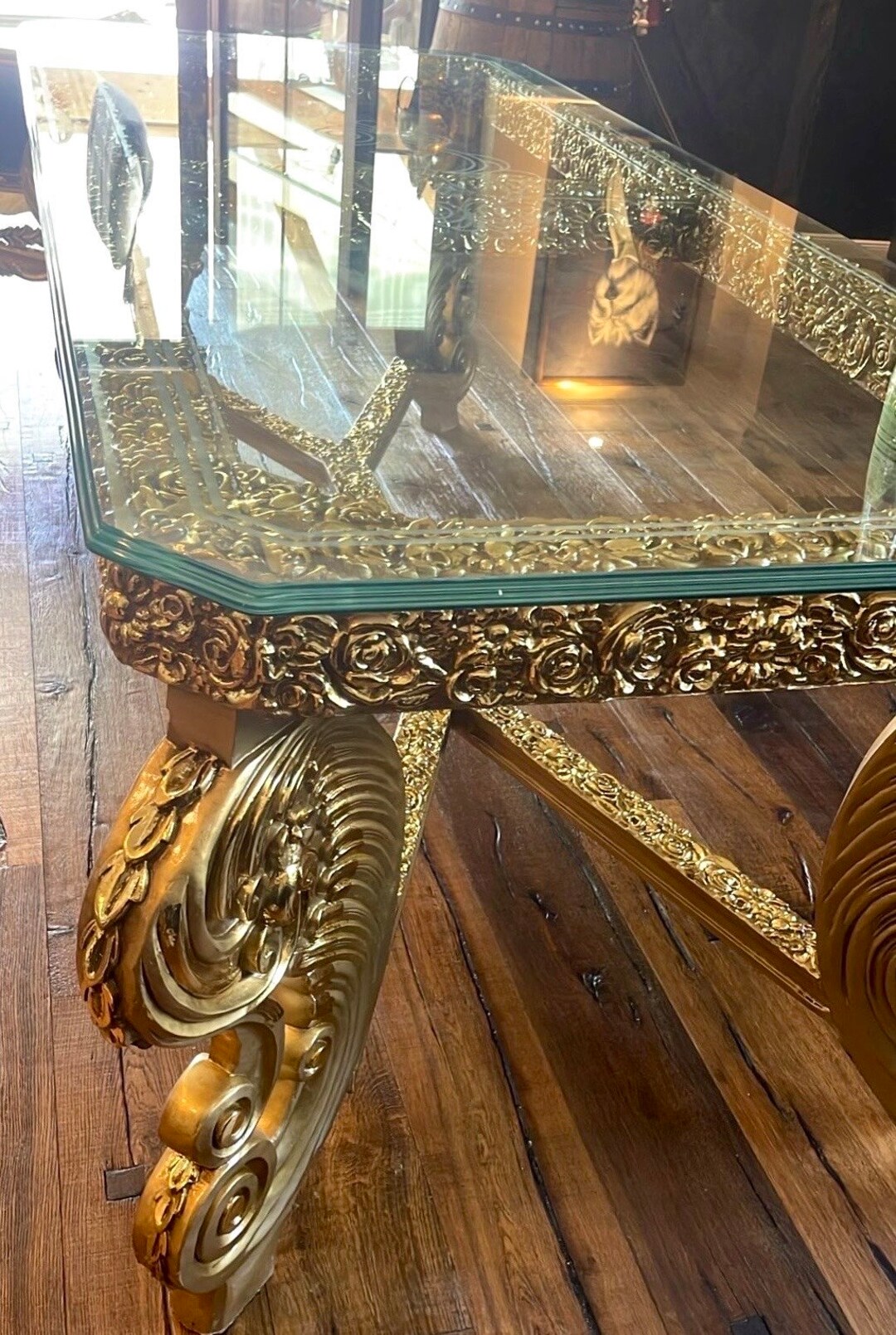 Huge Dining Table Glass Top Extra Long Table Royal Baroque Style Glass ...