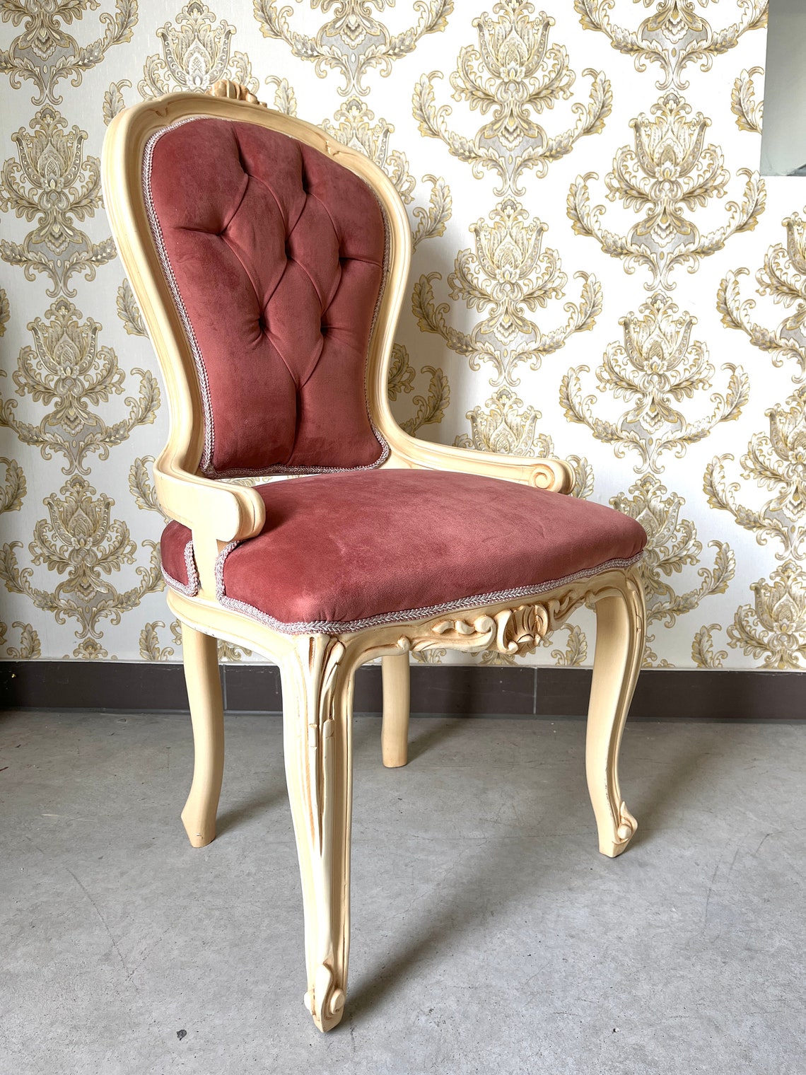 Accent Chair Classic Baroque Style in Beautiful Rose Berry - Etsy