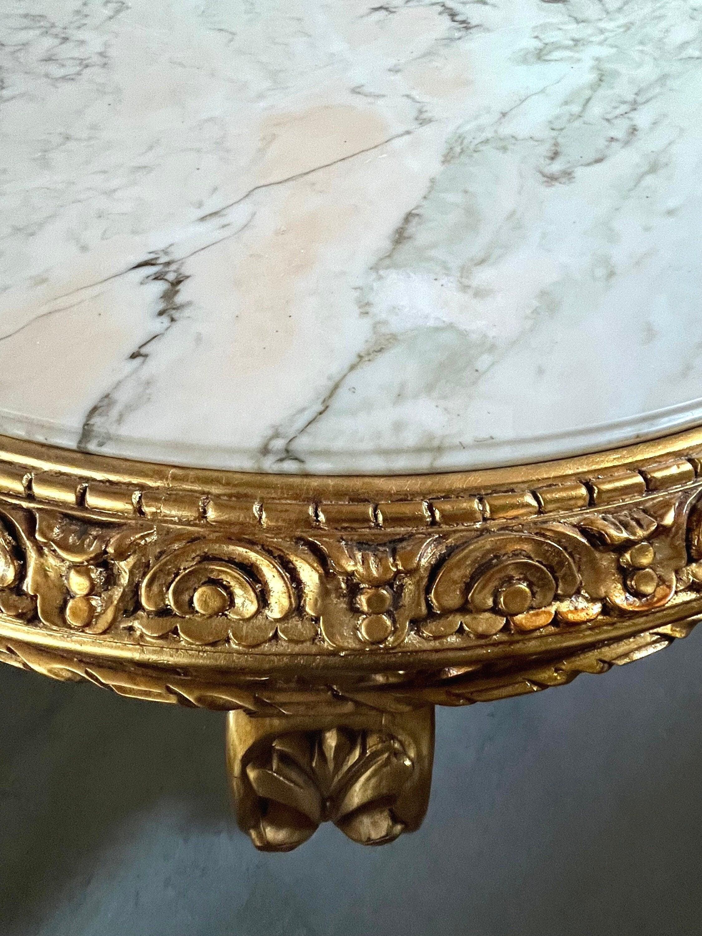 Rococo Accent Table Carrara Marble Top Royal Round Table Handmade - Etsy