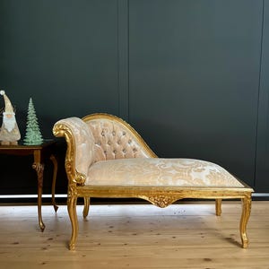 Bench French Louis Style Small Chaise Longue Shiny Ivory Retro Baroque Style Ottoman for Home Decor Ottoman Footstool in Gold Finish Etsy