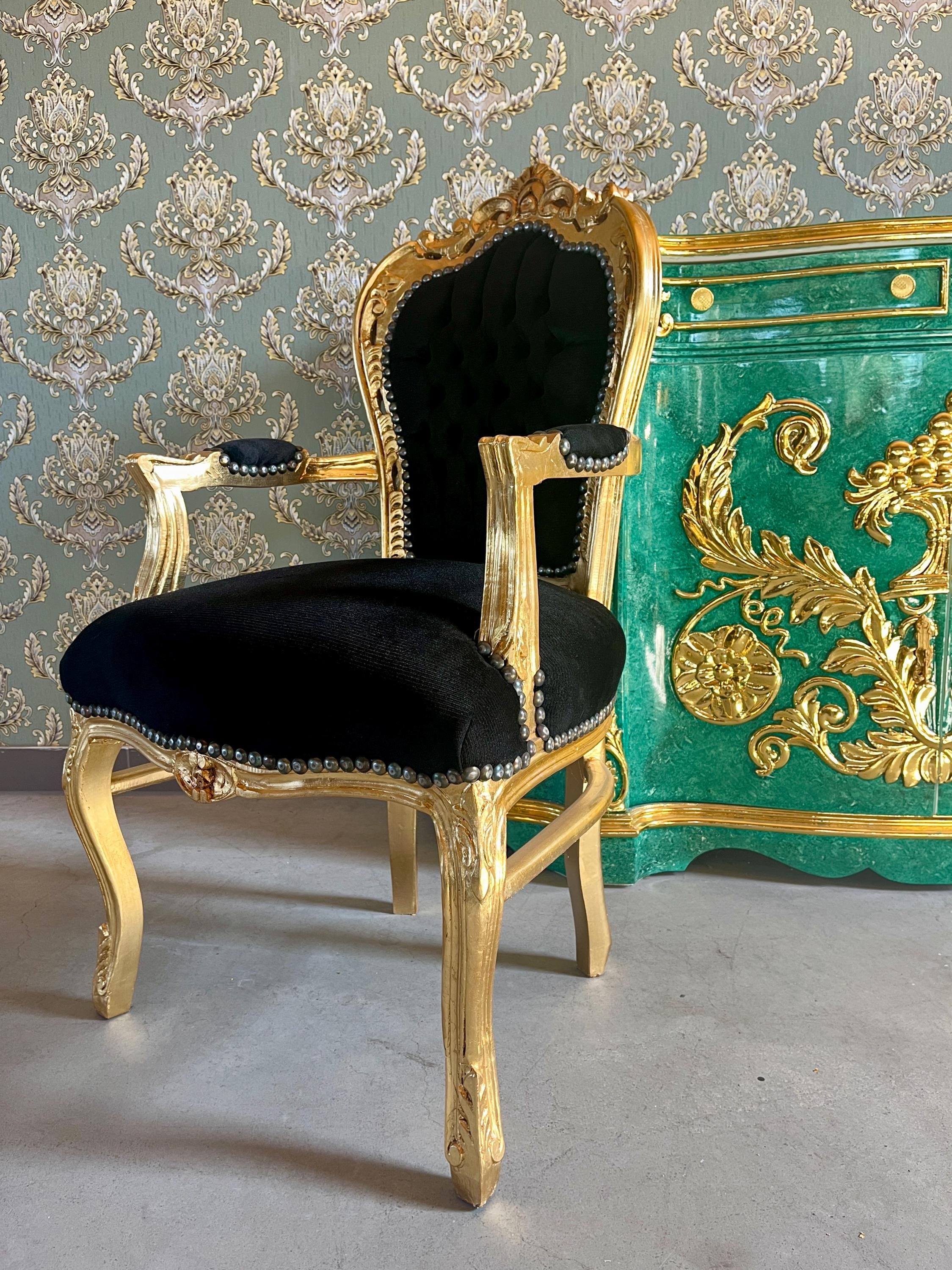 Black and gold velvet chair store