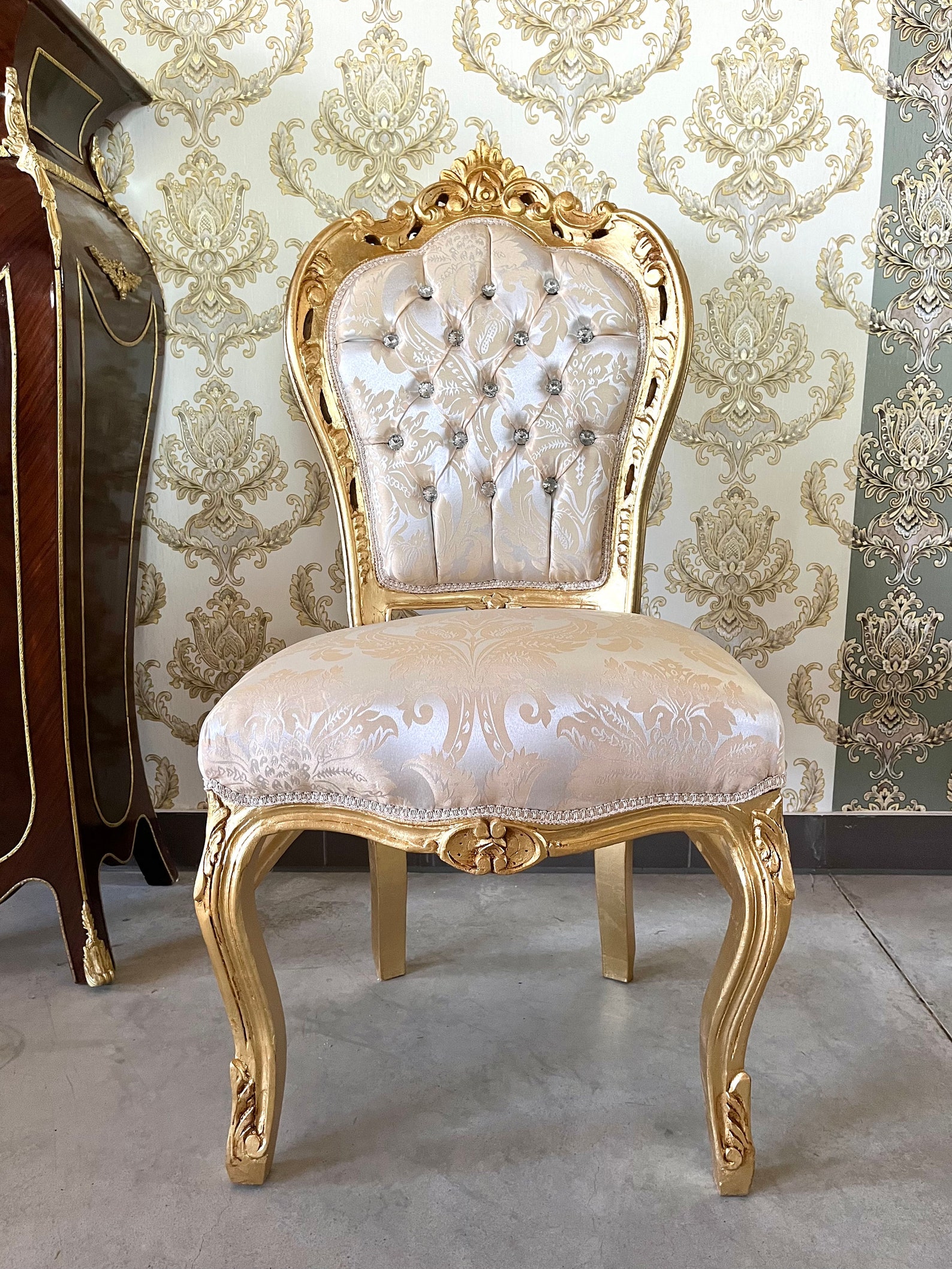 Accent Chair Beige Jacquard Fabric French Baroque Chair Rococo - Etsy