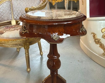 Small Side Table Marble Top Retro Baroque Style Tea Table Café Table ...