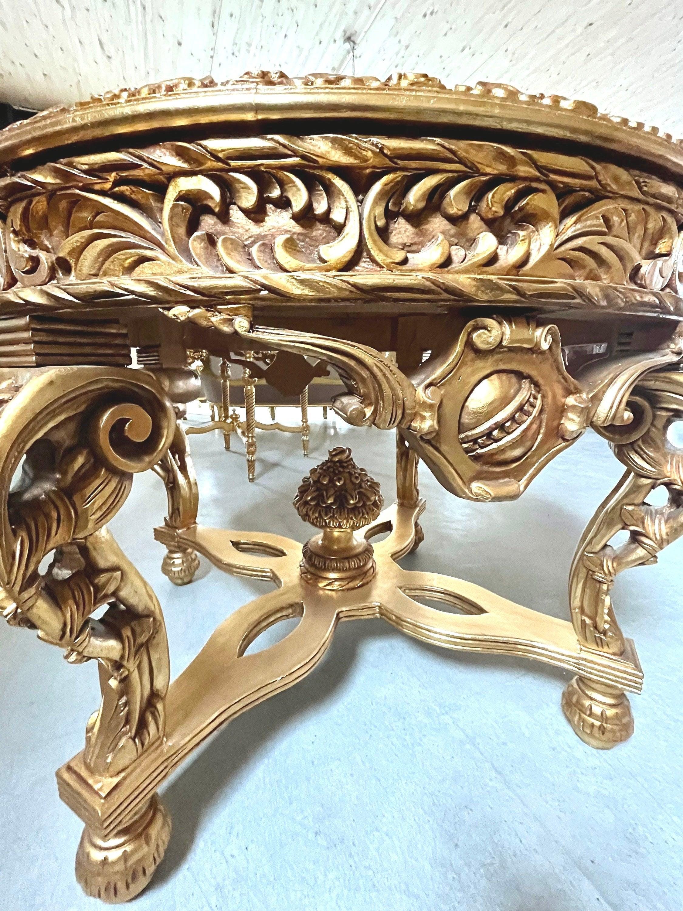 Rococo Accent Table Carrara Marble Top Royal Round Table Handmade - Etsy