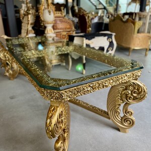 Huge Dining Table Glass Top Extra Long Table Royal Baroque Style Glass ...