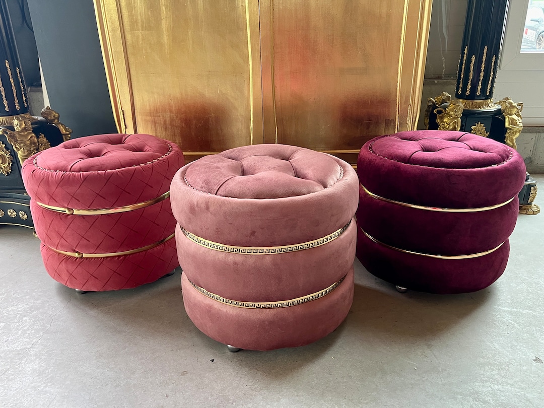 Pouf Colorful Baroque Rococo Style Foot Stool Nostalgic French Marcaron ...