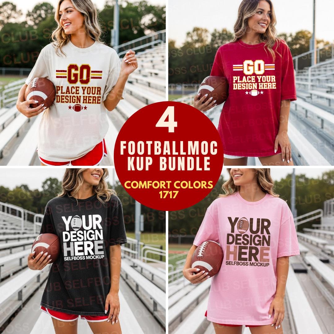 Comfort Colors Football T-shirt Mockup Bundle - Football T-shirt Mockup ...