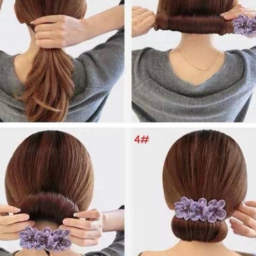 Hair Bun Maker Tool With Organza Flowers for Women Girls | Etsy UK