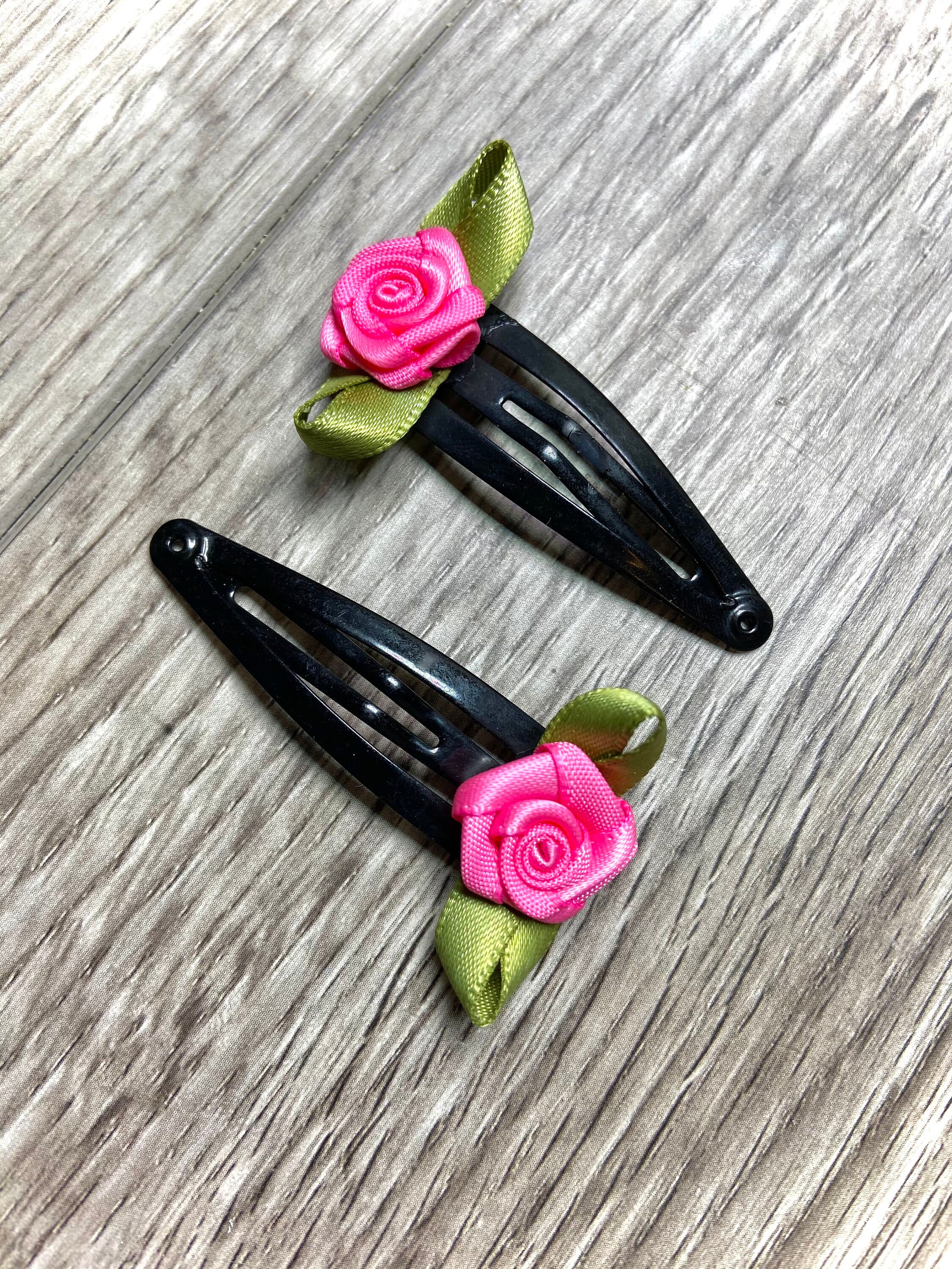 Individual Pink Rose Hair Clip | Etsy