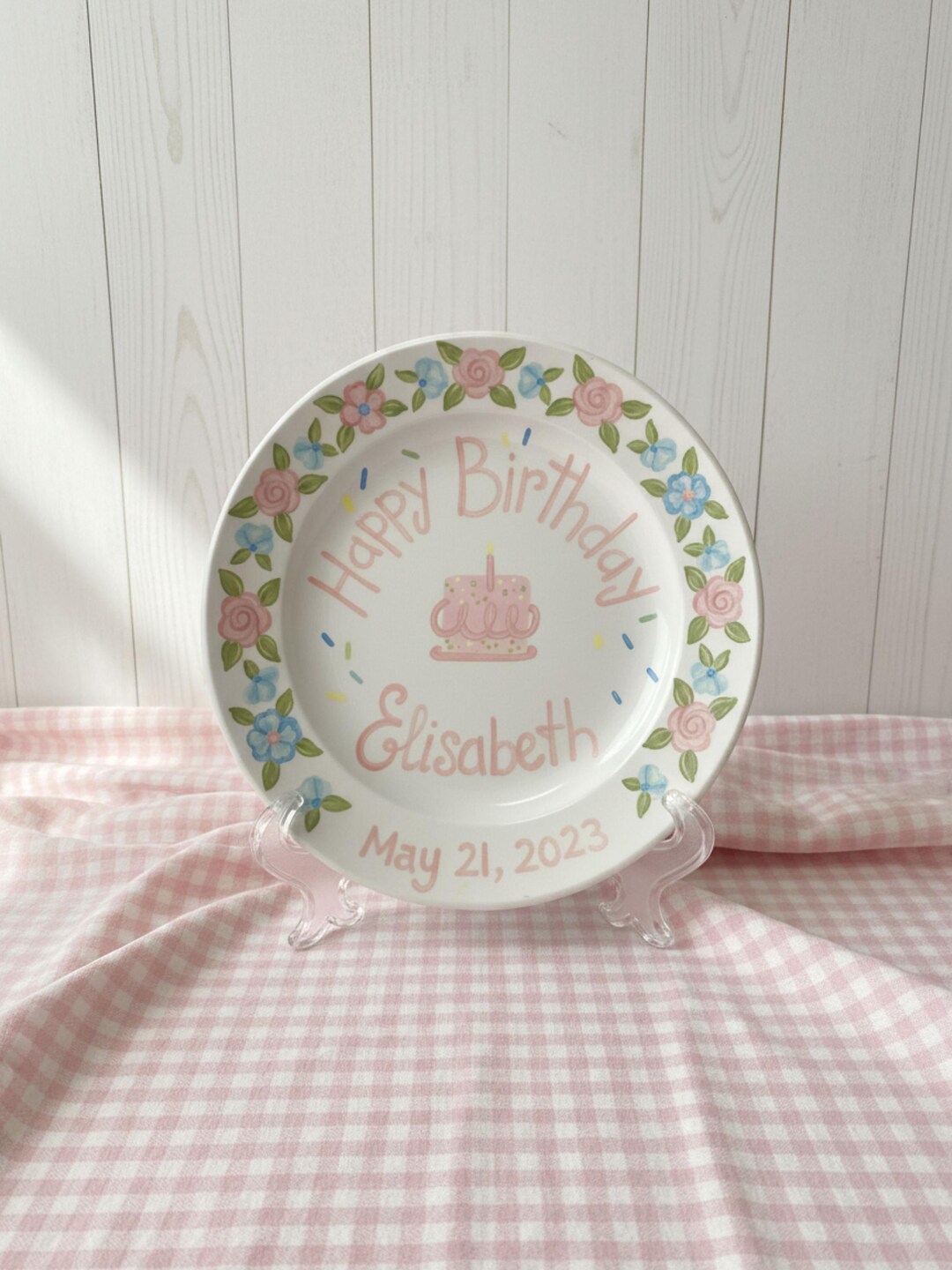 Custom Birthday Plate With Name • Handmade Ceramic Plate • Floral ...