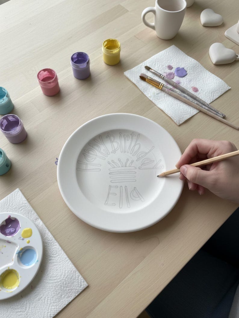 Custom Girl Birthday Plate • Personalized Name & Date Ceramic Keepsake ...