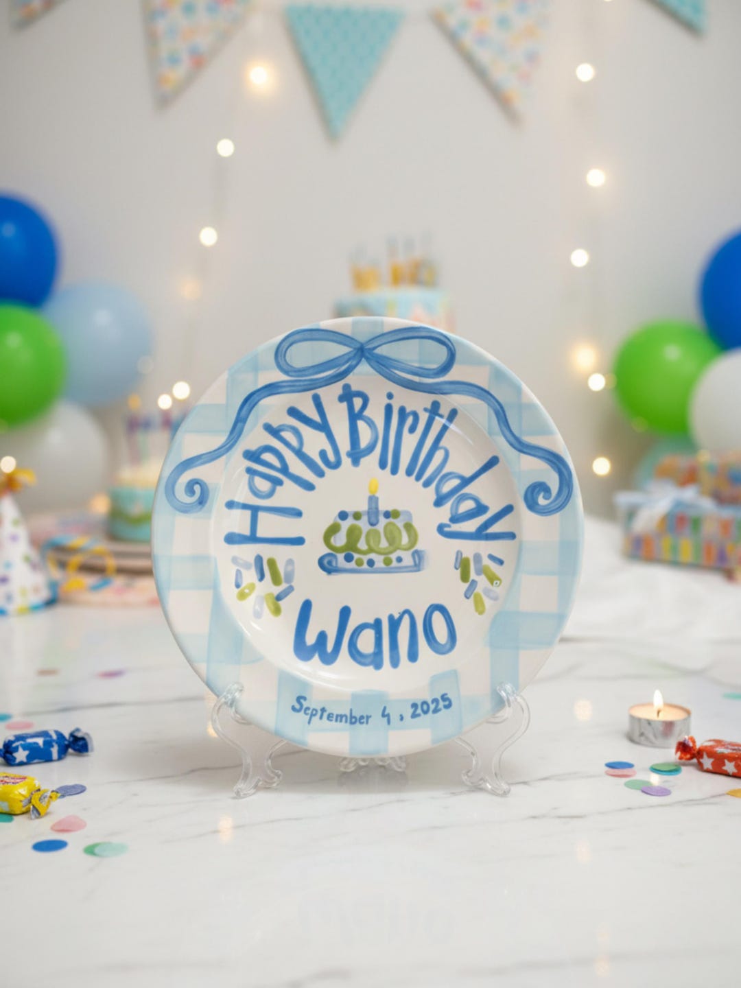 Custom Birthday Plate With Name • Handmade Ceramic Plate • Baby Blue ...