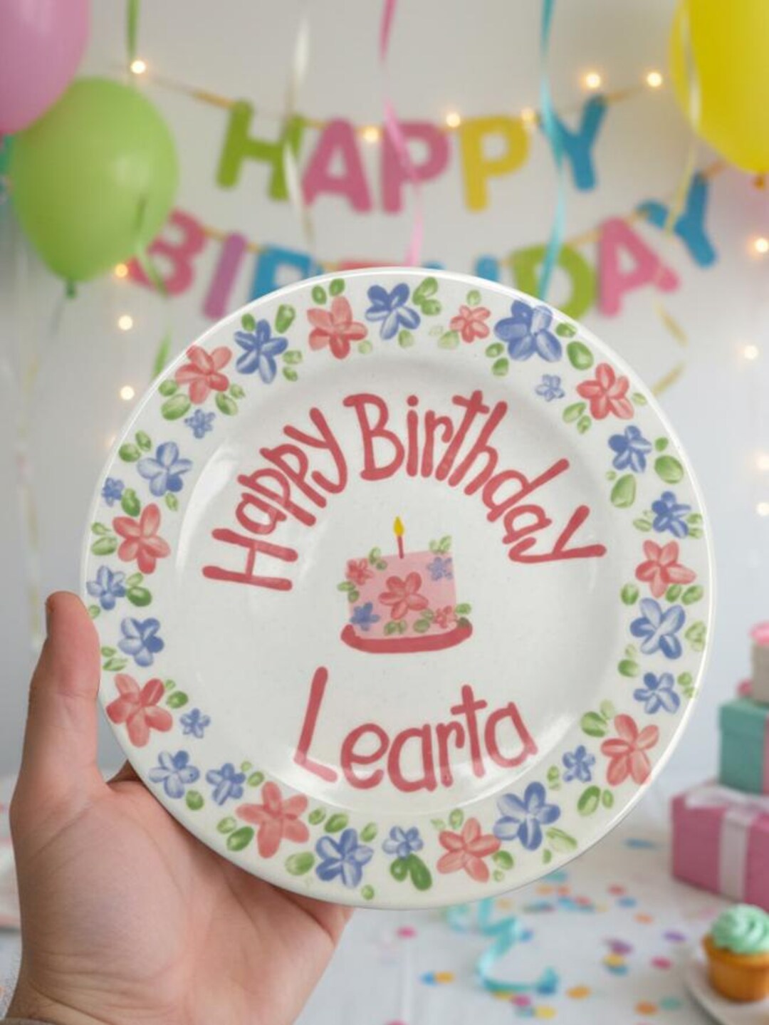 Custom Hand Painted Floral Ceramic Plate • Personalized With Girl’s ...