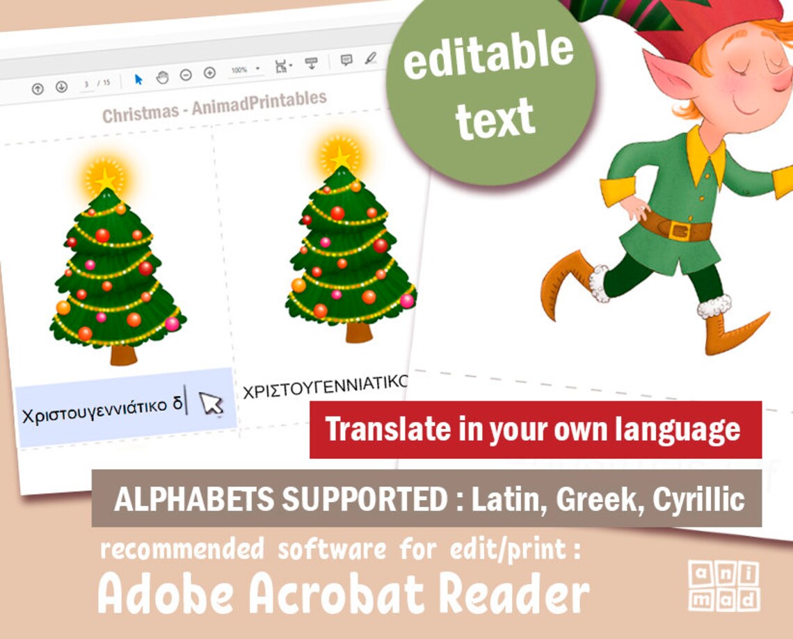 GREEK for Kids CHRISTMAS Printable Cards for Kids Montessori - Etsy