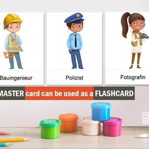 PROFESSIONS Printable Flashcards for Preschool Kids in German & English ...