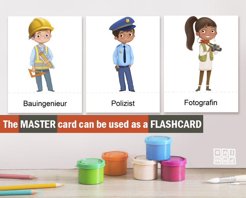 PROFESSIONS Printable Flashcards for Preschool Kids in German & English ...