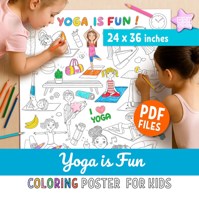 Yoga Poses Coloring Poster for Kids, Jumbo Size Activity (PDF) - Etsy