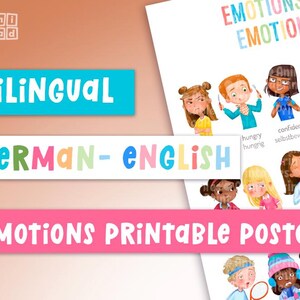 Bilingual GERMAN and ENGLISH, Emotions & Feelings, Printable Poster for ...