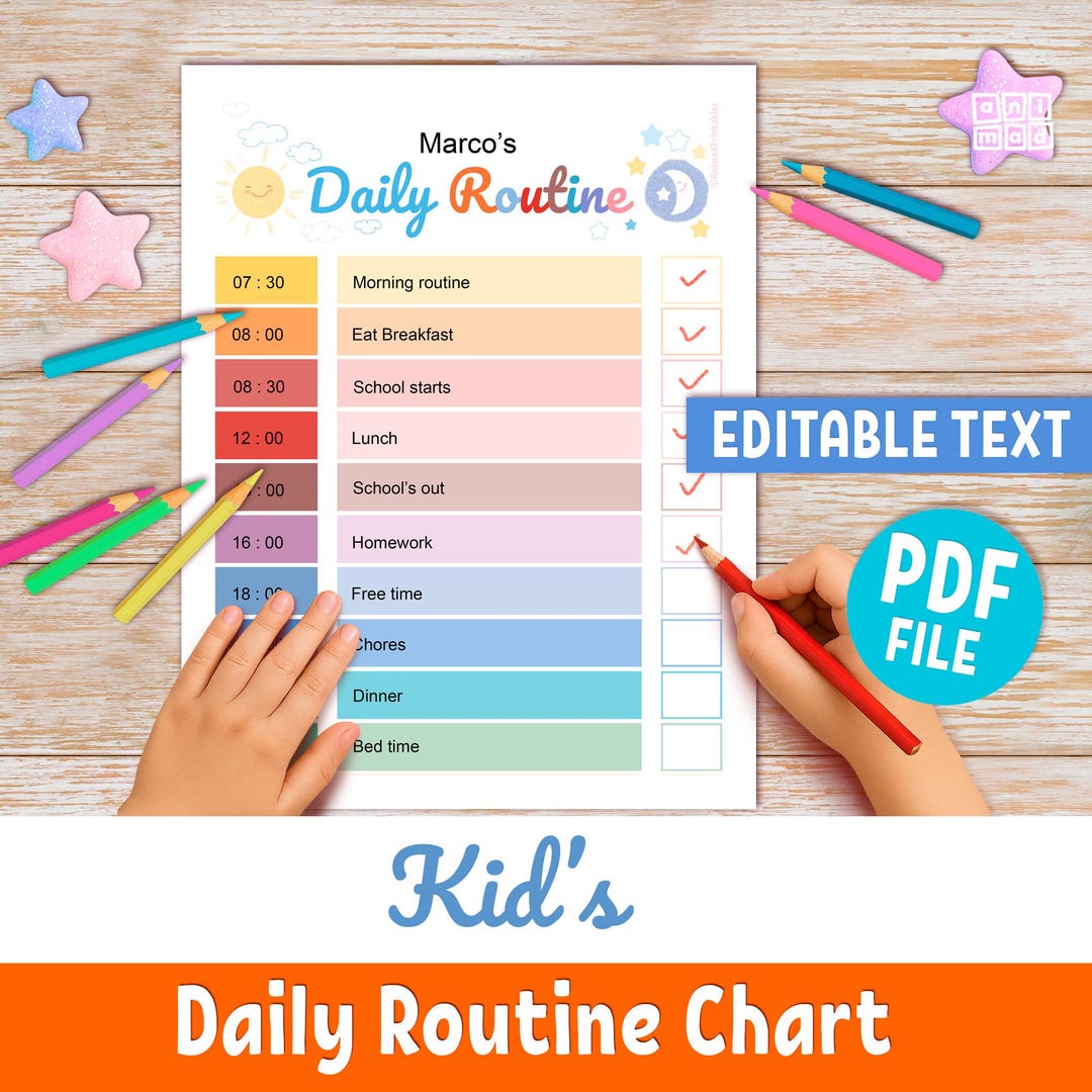 Kids Daily Chore Chart, Printable Chore Checklist, Homeschool Planner ...