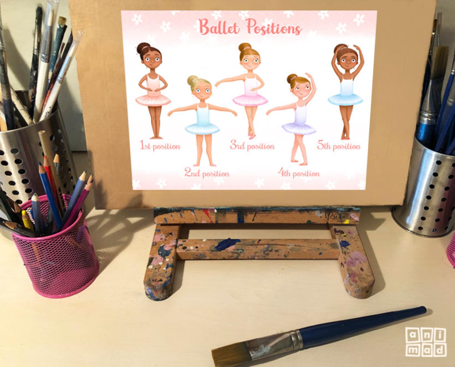 BALLET Primary Positions of Feet Printable Poster for Girls, Diverse ...