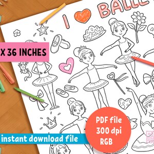 BALLET POSES Simple Coloring Printable Poster for Preschool Kids ...