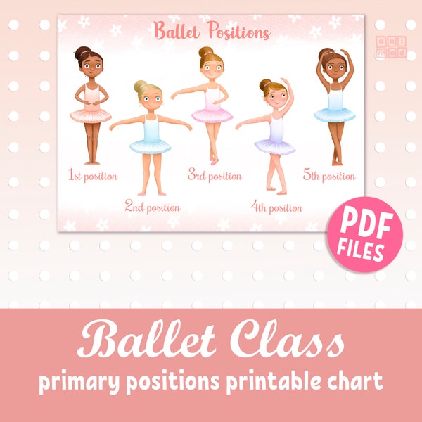 BALLET POSES Printable Poster for Girls, Ballet Class Basic Ballerina ...
