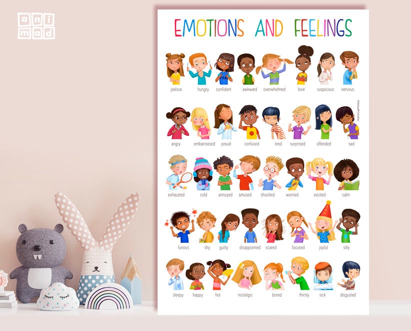 Printable EMOTIONS POSTER for Kids in English, 40 Diverse Feelings ...